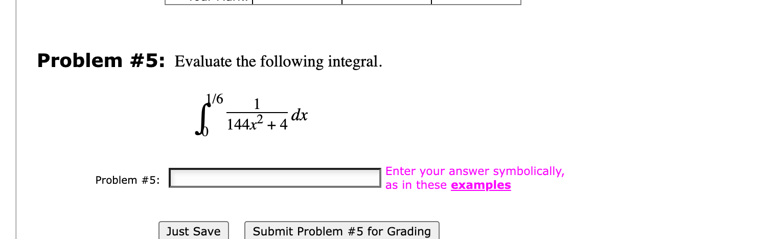 Solved Problem \# 5: Evaluate the following integral. | Chegg.com