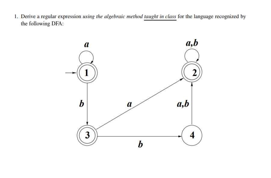 Solved 1. Derive a regular expression using the algebraic | Chegg.com