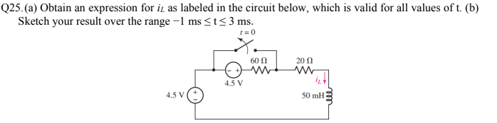 Solved Q25.(a) Obtain an expression for iL as labeled in the | Chegg.com