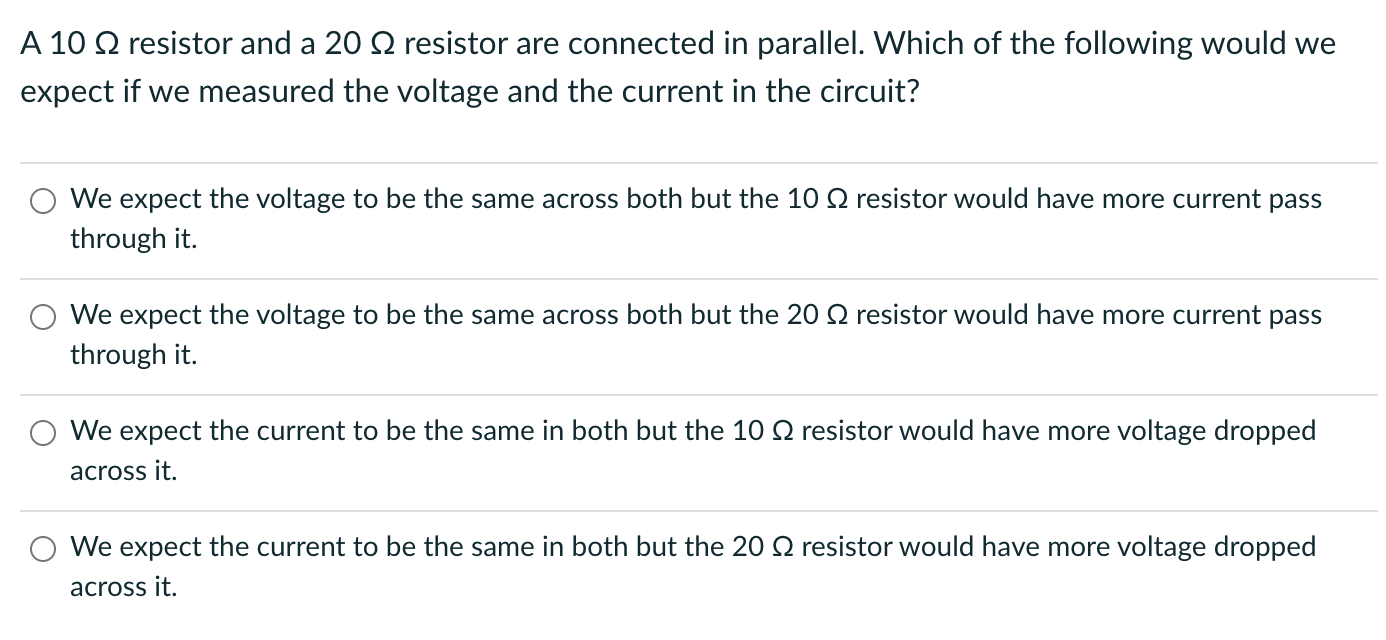 Solved A 10 12 resistor and a 20 12 resistor are connected | Chegg.com