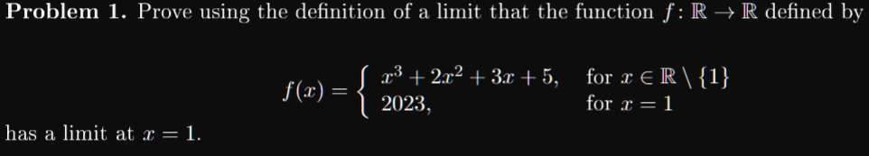 Solved Problem 1. Prove using the definition of a limit that | Chegg.com