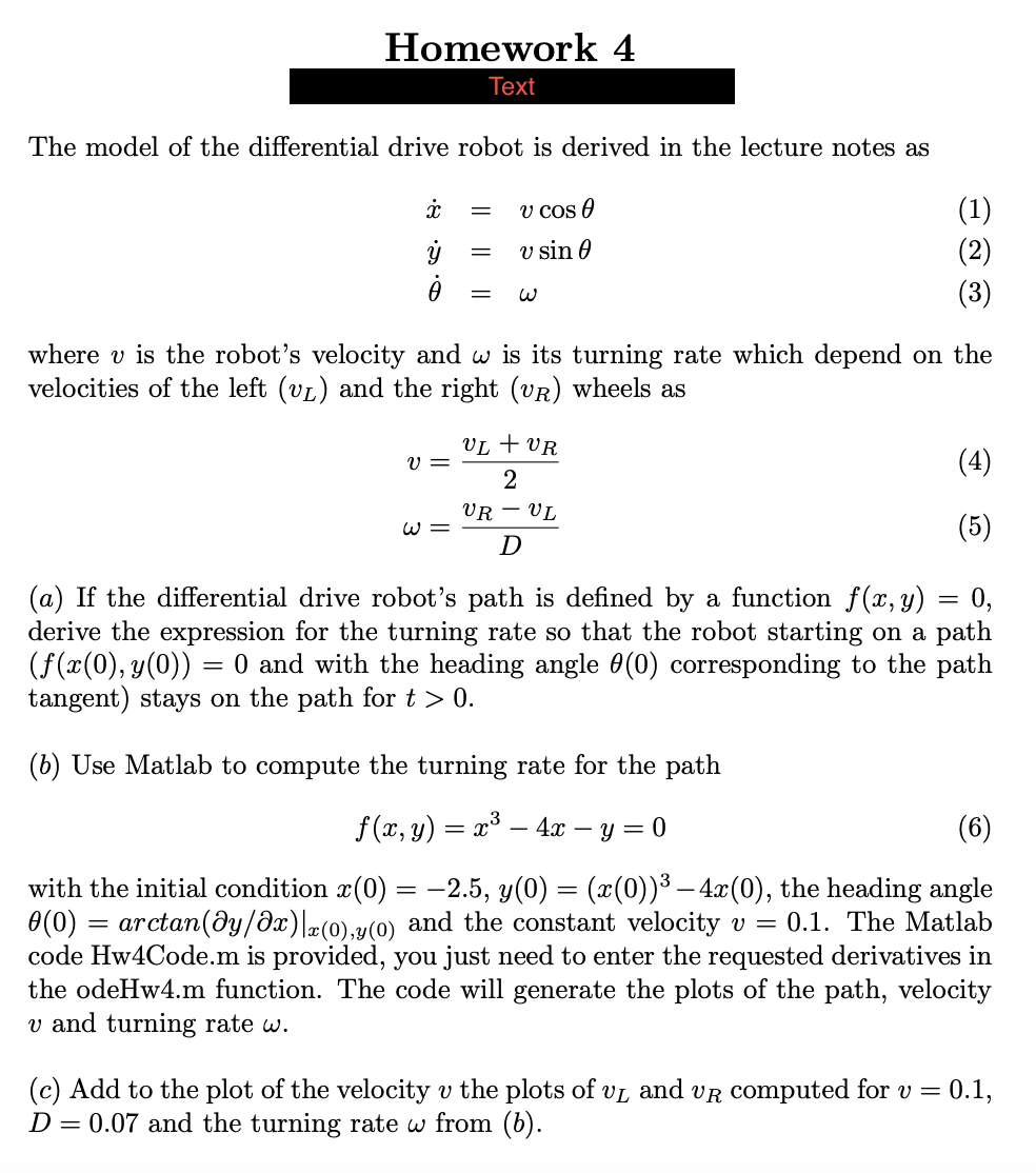 Solved The model of the differential drive robot is derived | Chegg.com