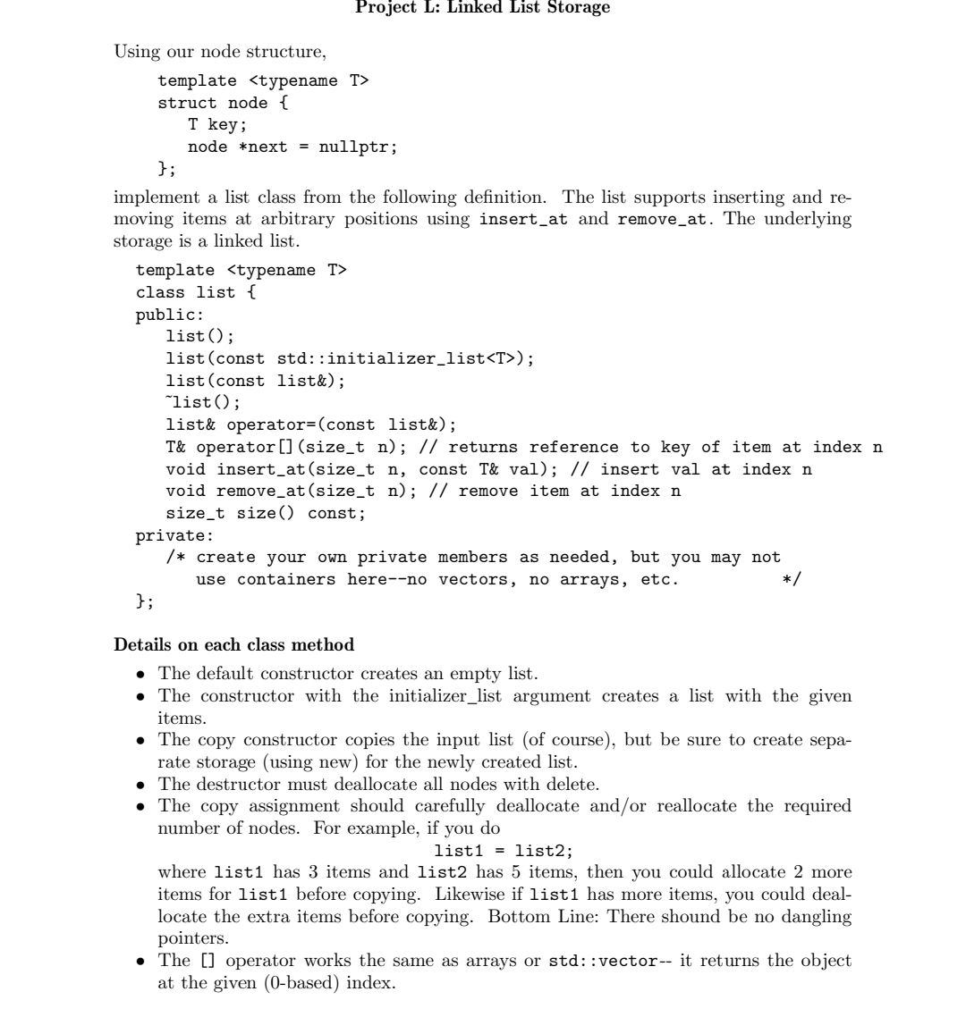 Solved Project L Linked List Storage Using Our Node 1343