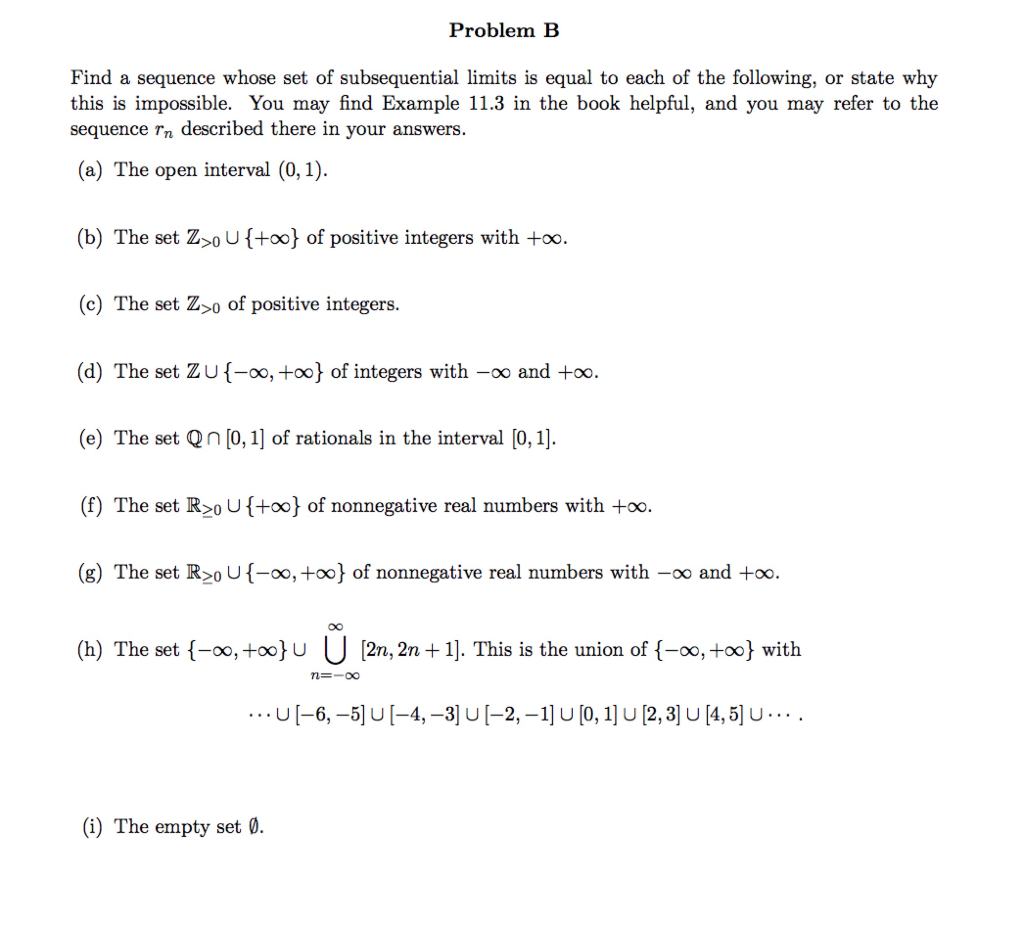 Solved Problem EB Find a sequence whose set of subsequential | Chegg.com