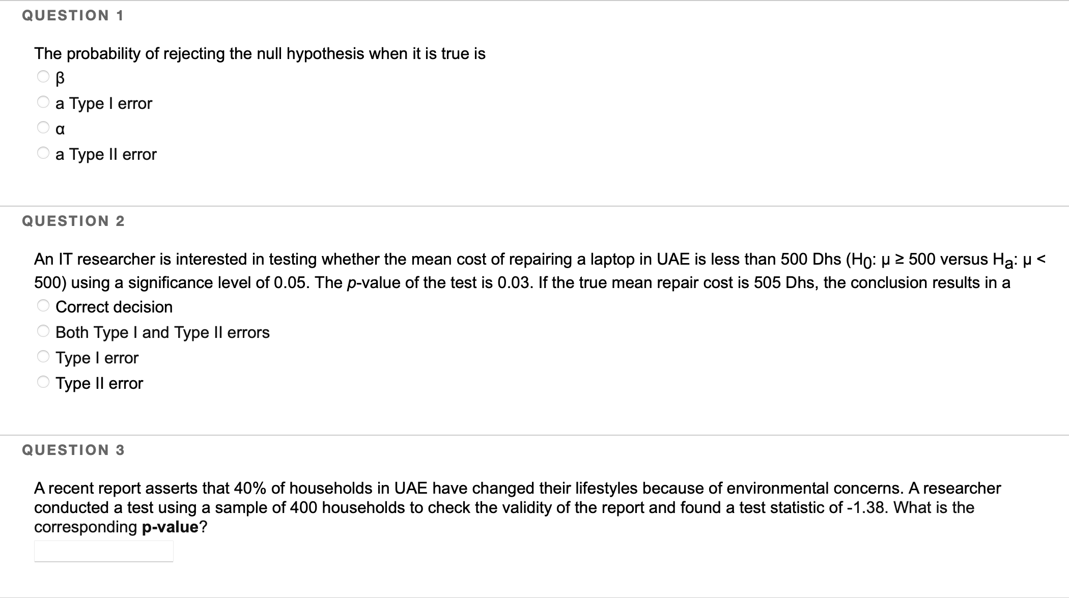 Solved The probability of rejecting the null hypothesis when | Chegg.com