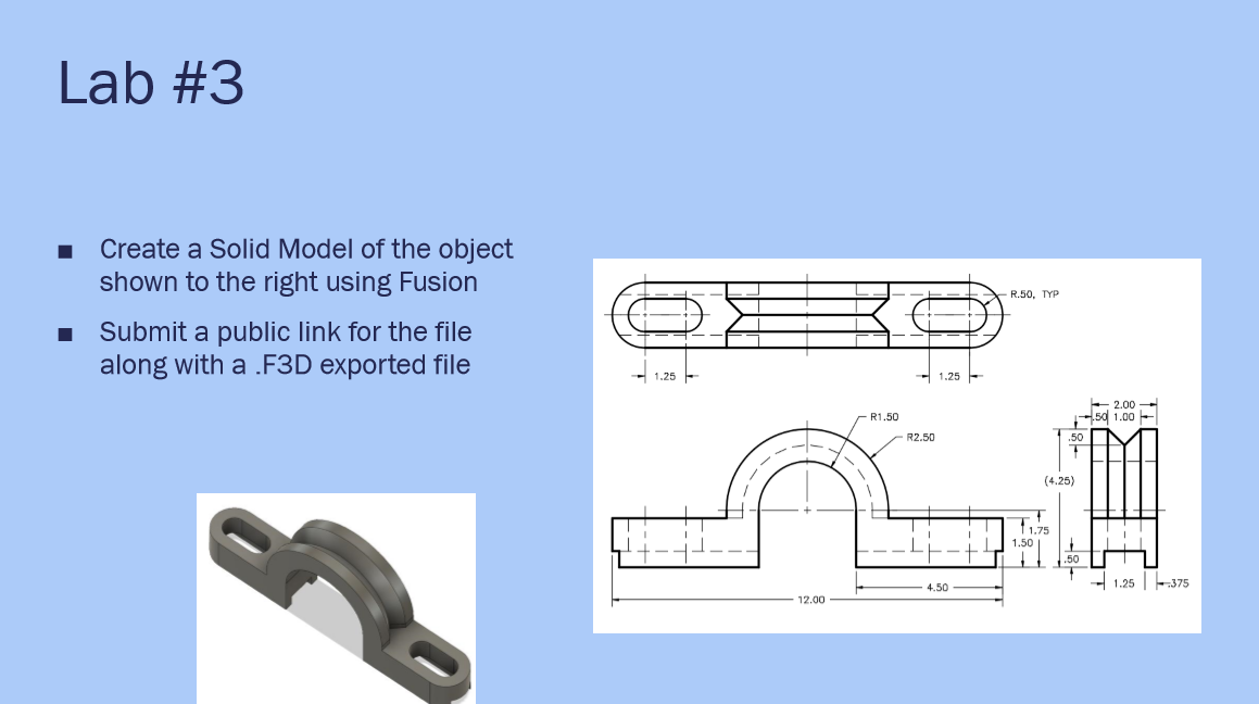 Solved Lab #3 I R .50. TYP Create a Solid Model of the | Chegg.com