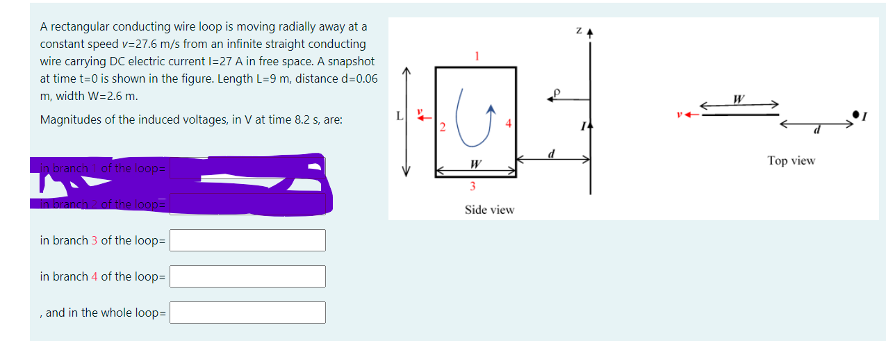 Solved Z A rectangular conducting wire loop is moving | Chegg.com