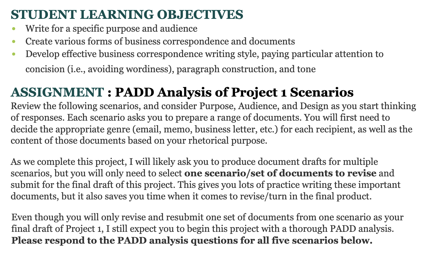 Solved STUDENT LEARNING OBJECTIVES Write for a specific | Chegg.com