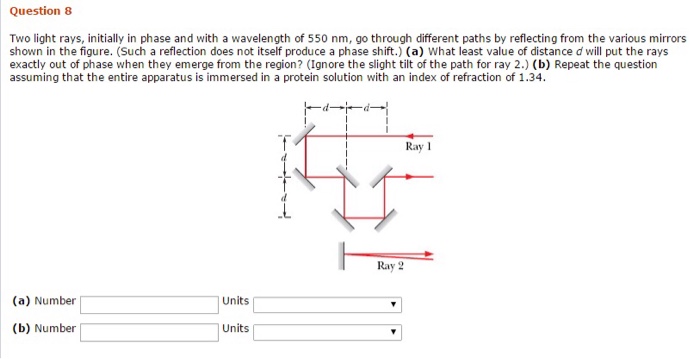 Solved Two light rays, initially in phase and with a | Chegg.com