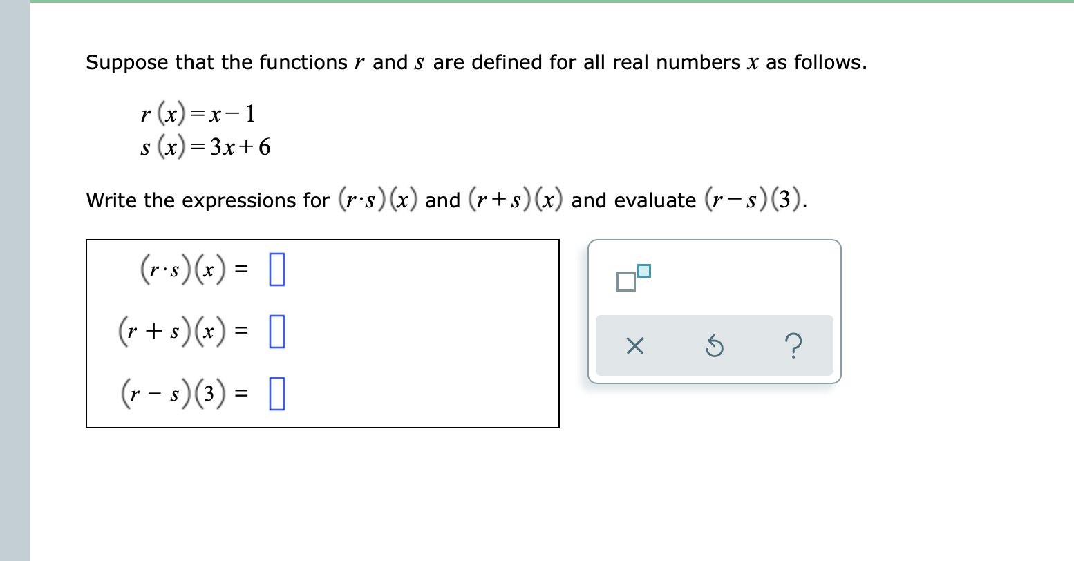 Solved Suppose that the functions r and s are defined for | Chegg.com