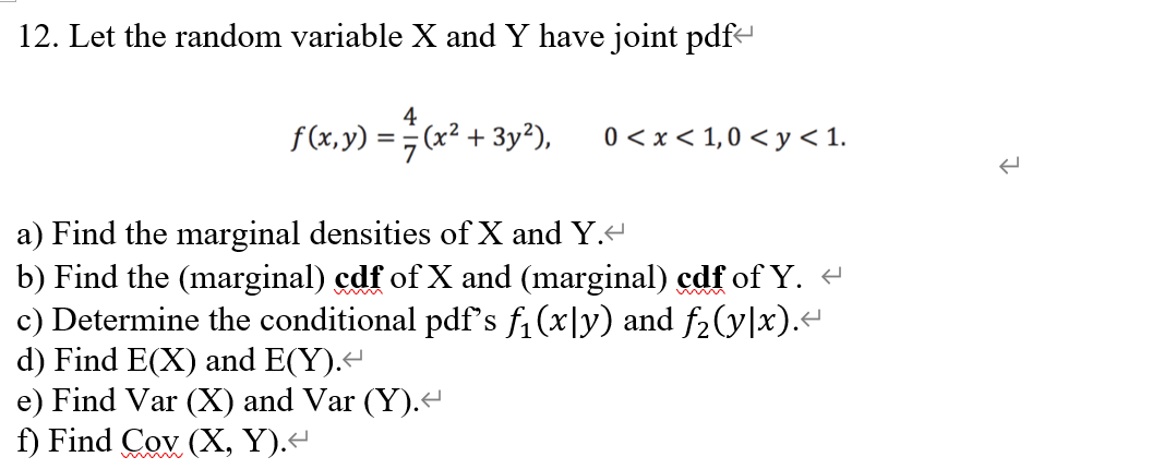 12. Let the random variable X and Y have joint pdf | Chegg.com