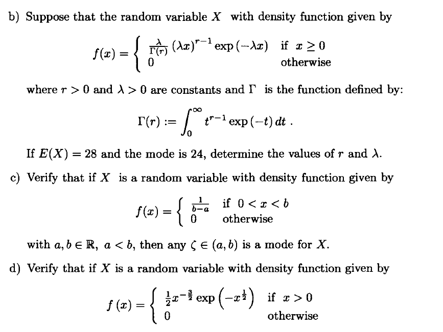 Solved Suppose that the random variable X with density | Chegg.com