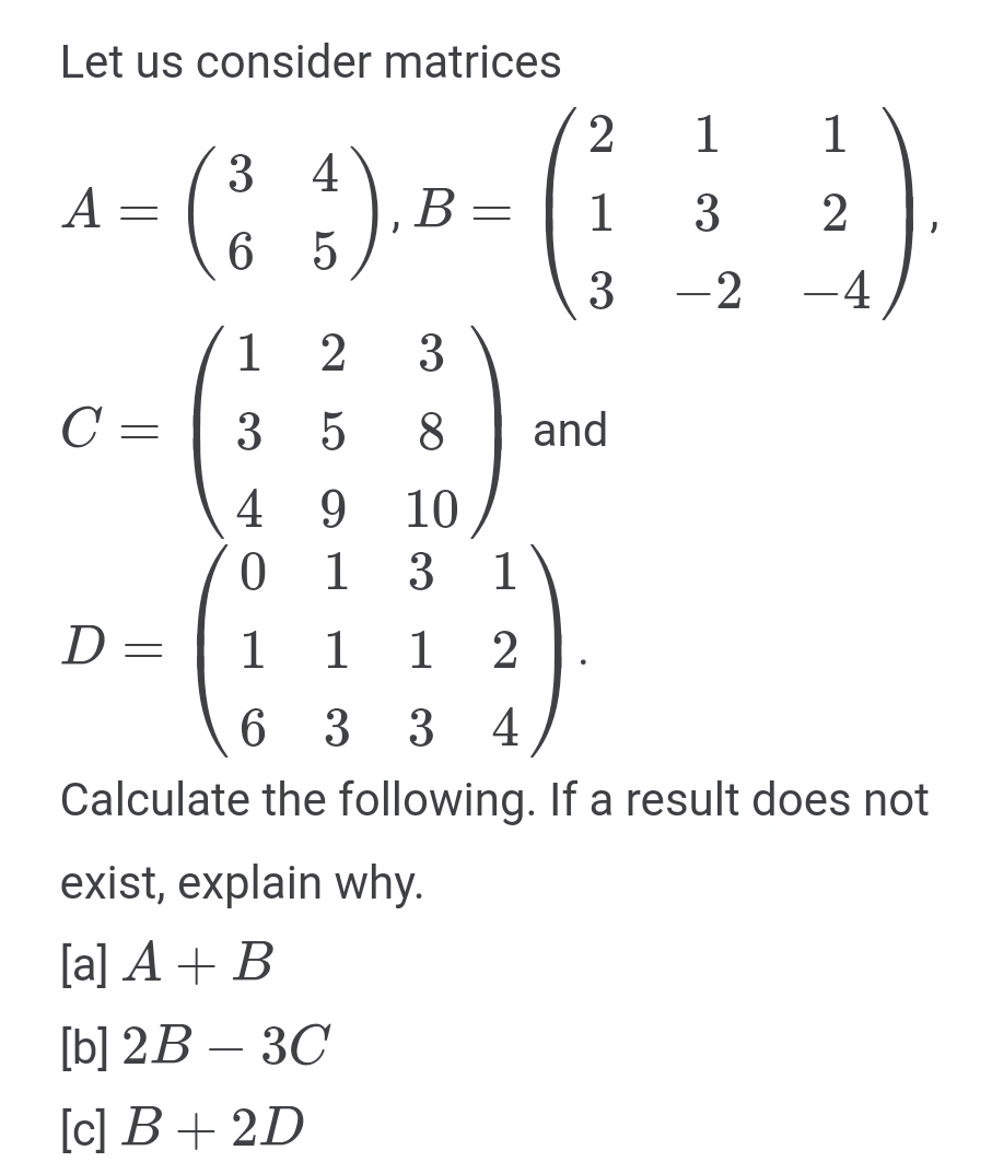 Solved Let us consider matrices | Chegg.com