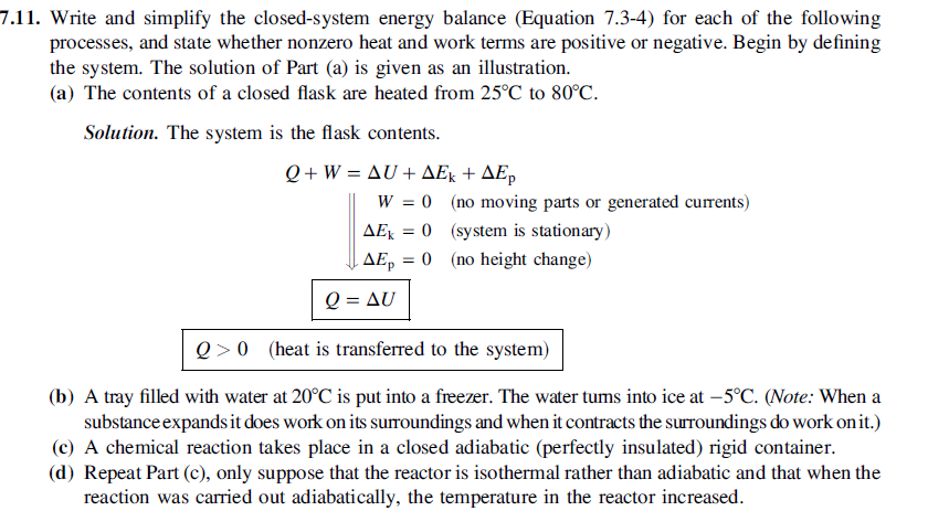 Solved 7.11. Write and simplify the closed-system energy | Chegg.com