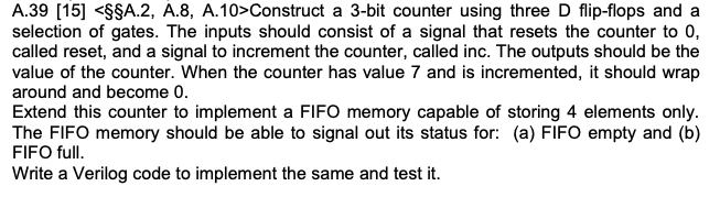 A.39 [15] Construct a 3-bit counter | Chegg.com