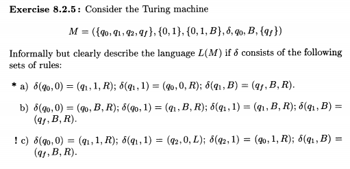 Solved Exercise 8.2.5: Consider the Turing machine * M = | Chegg.com