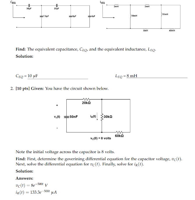 Solved Find: The equivalent capacitance, CEQ and the | Chegg.com