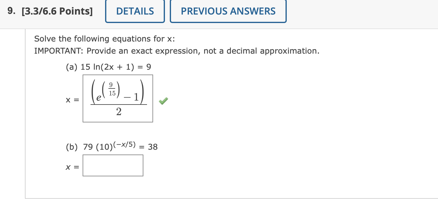 Solved 9. [3.3/6.6 Points] DETAILS PREVIOUS ANSWERS Solve | Chegg.com