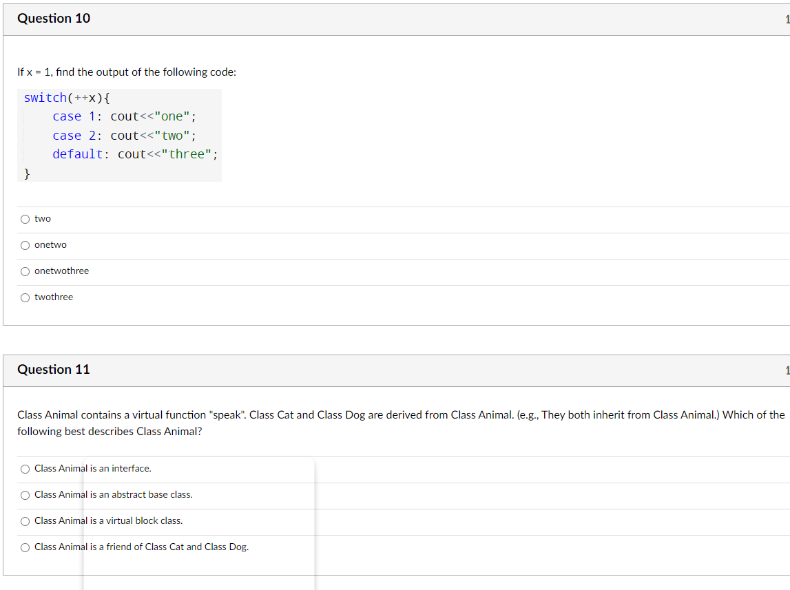 Solved If x=1, find the output of the following code: switch | Chegg.com