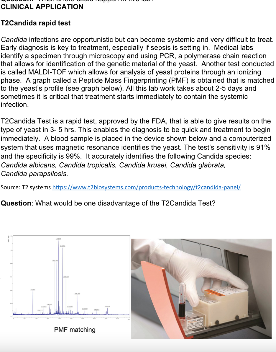 Solved CLINICAL APPLICATION T2Candida rapid test Candida | Chegg.com