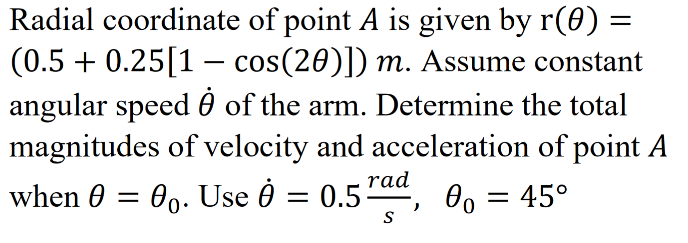 Solved Radial coordinate of point A is given by r(0) = (0.5 | Chegg.com