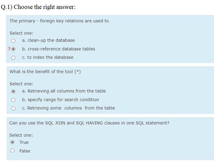 Solved Q.1) Choose the right answer: The primary - foreign | Chegg.com