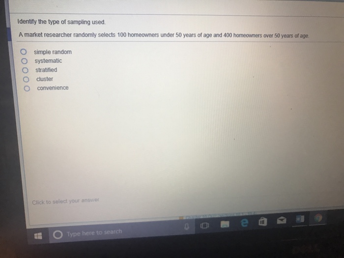 Solved Identify the type of sampling used. A market | Chegg.com