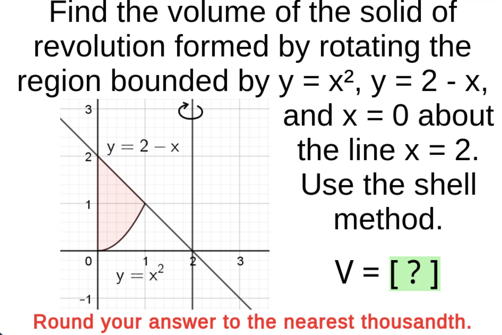 Solved Find the volume of the solid ofrevolution formed by | Chegg.com