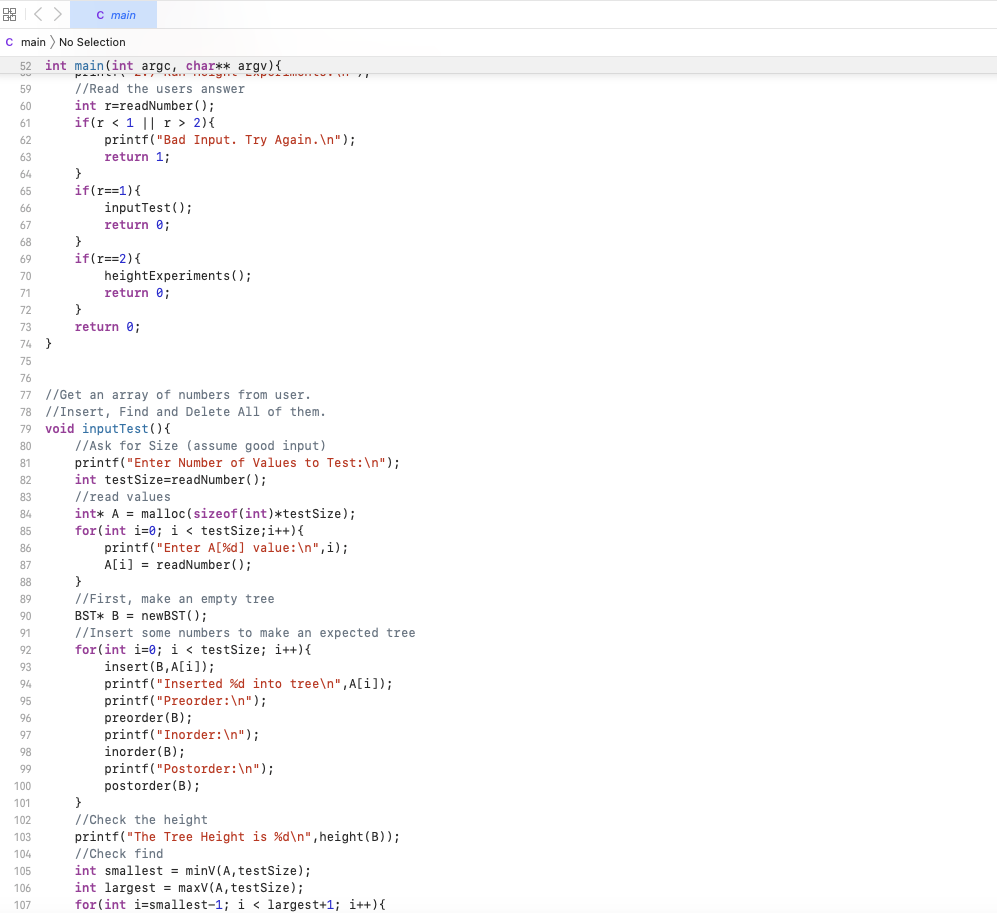 Solved Need help with this in c Part 1: Finish BST | Chegg.com