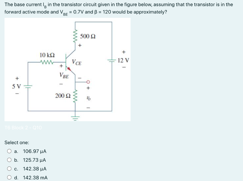 Solved The base current IB in the transistor circuit given | Chegg.com