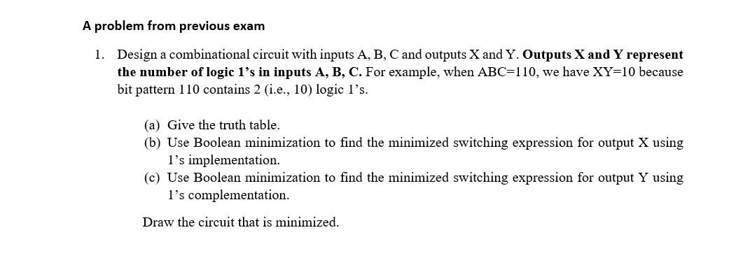 Solved A problem from previous exam 1. Design a | Chegg.com