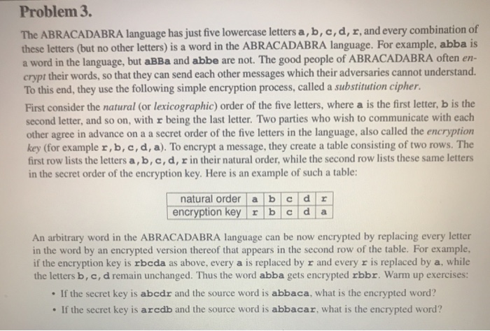 Solved Problem 3 The ABRACADABRA language has just five | Chegg.com