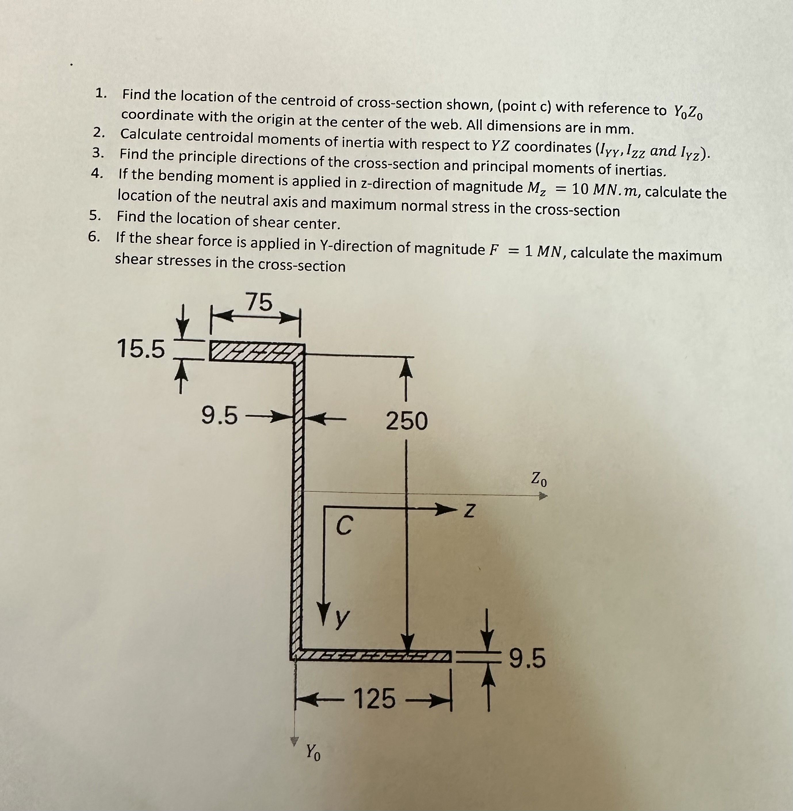 Solved 1. Find the location of the centroid of cross-section | Chegg.com