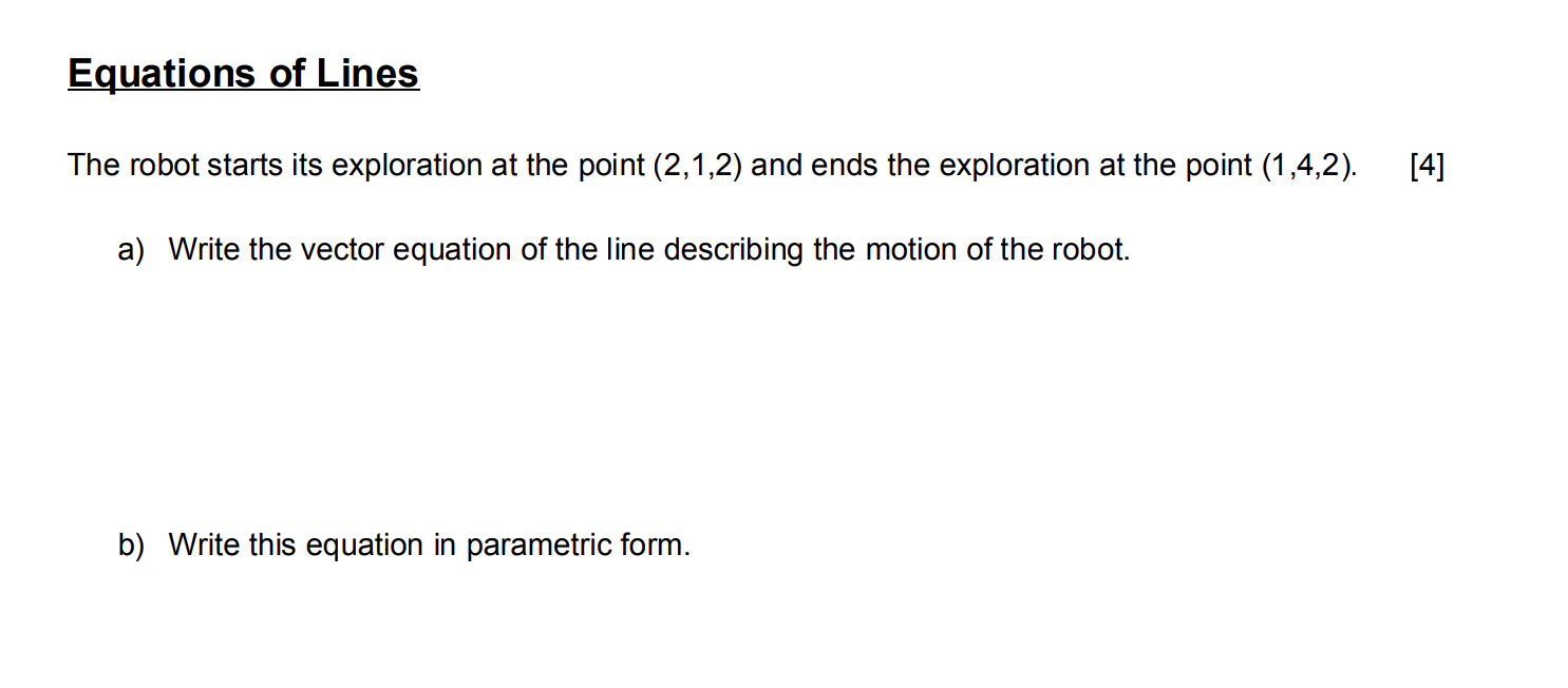 Solved Equations of Lines The robot starts its exploration | Chegg.com
