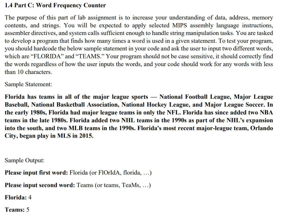 1.4 Part C: Word Frequency Counter The purpose of | Chegg.com