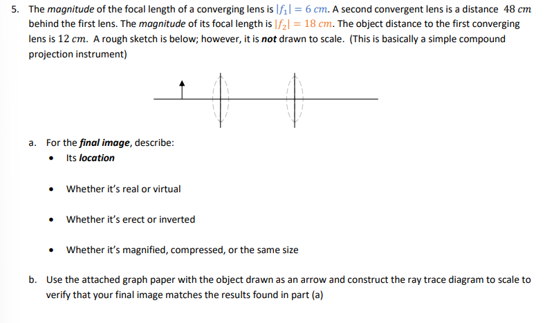 Solved The magnitude of the focal length of a converging | Chegg.com