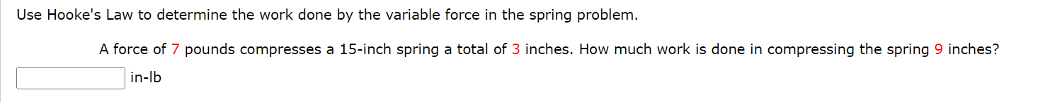 Solved Use Hooke's Law to determine the work done by the | Chegg.com