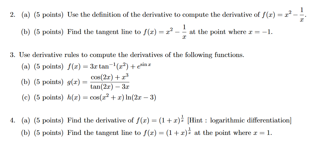 Solved 2. (a) (5 points) Use the definition of the | Chegg.com