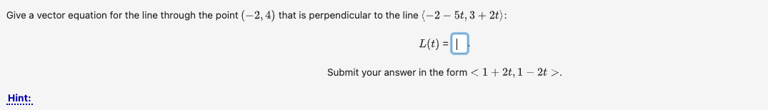 Solved Give a vector equation for the line through the point | Chegg.com