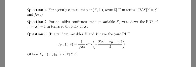 Solved Question 1. For a jointly continuous pair (X.Y), | Chegg.com
