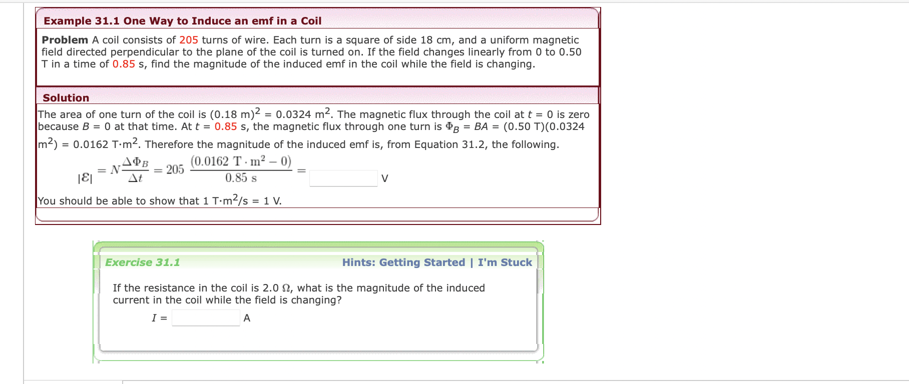 Solved Example 31.1 One Way to Induce an emf in a Coil | Chegg.com