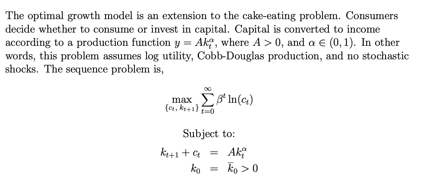 The optimal growth model is an extension to the | Chegg.com