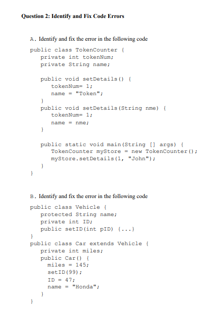 Solved Question 2: Identify and Fix Code Errors A. Identify | Chegg.com