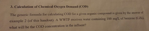 Solved 3. Calculation of Chemical Oxygen Demand (COD) The | Chegg.com
