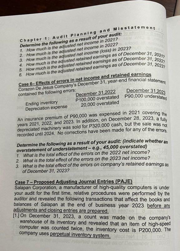 Solved Chapter 1: Audit Planning and Misstatement Case 5 - | Chegg.com