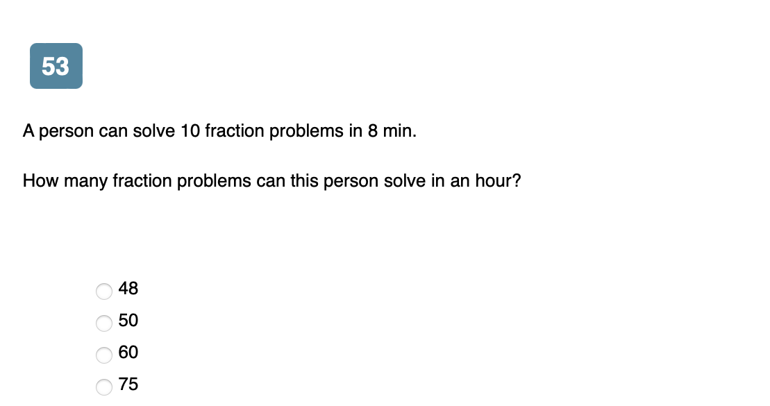 Solved A person can solve 10 fraction problems in 8 min. How | Chegg.com