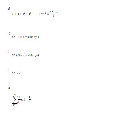 Solved 4) Prove the following by induction: a) Sum of | Chegg.com