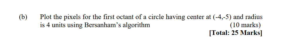 Solved (b) Plot the pixels for the first octant of a circle | Chegg.com