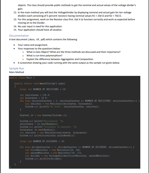 Solved Project 5 - Resistors Java Programming Summary For | Chegg.com