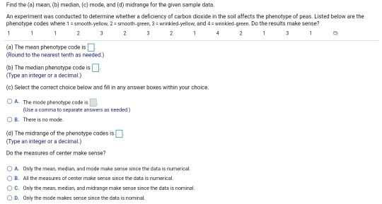 Solved Find the (a) mean. (b) median, (c) mode, and (d) | Chegg.com